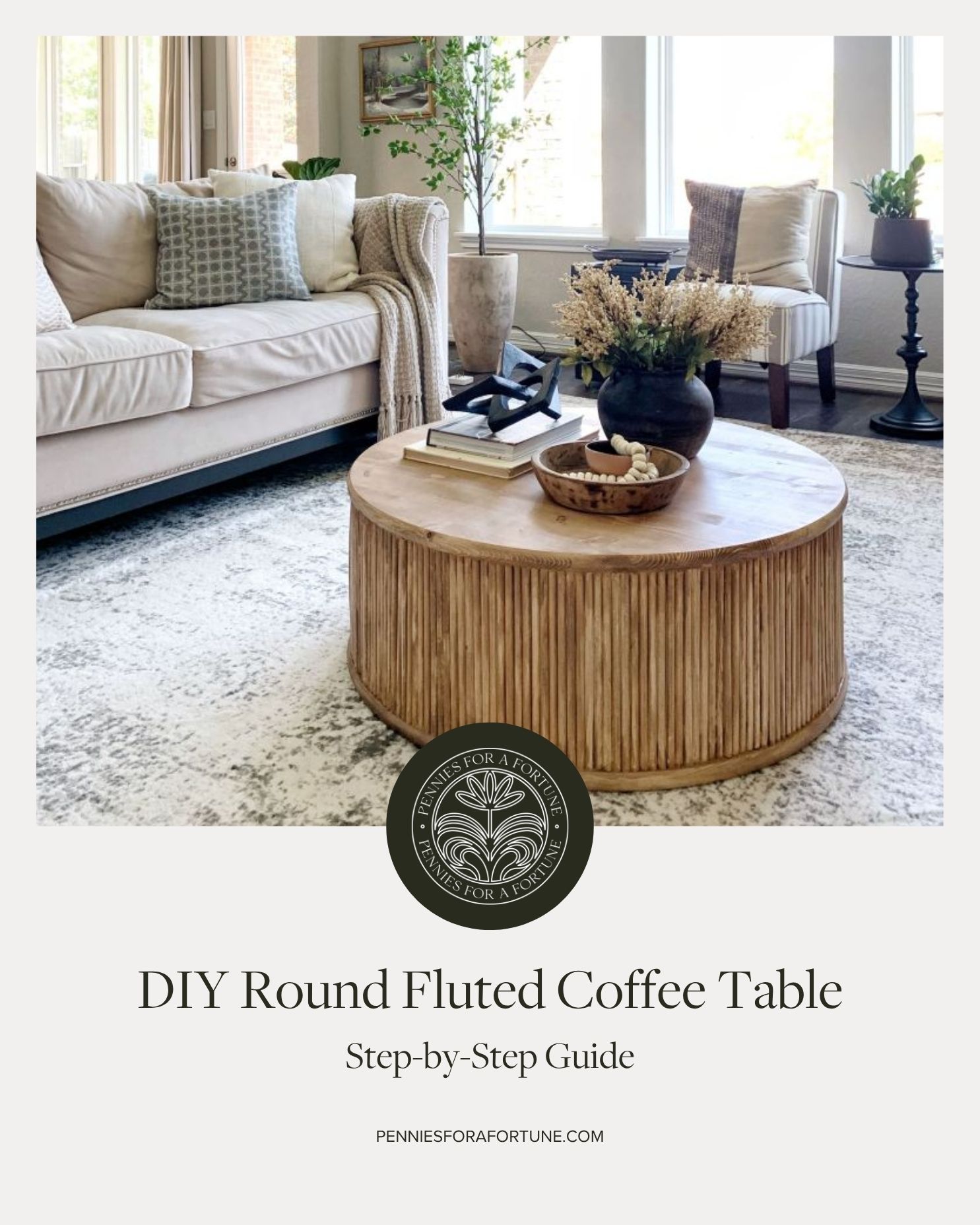 DIY Round Fluted Coffee Table Plans - Pennies for a Fortune